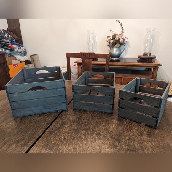 Amazon | Accents | Rustic Wood Crates Dark Gray | Poshmark